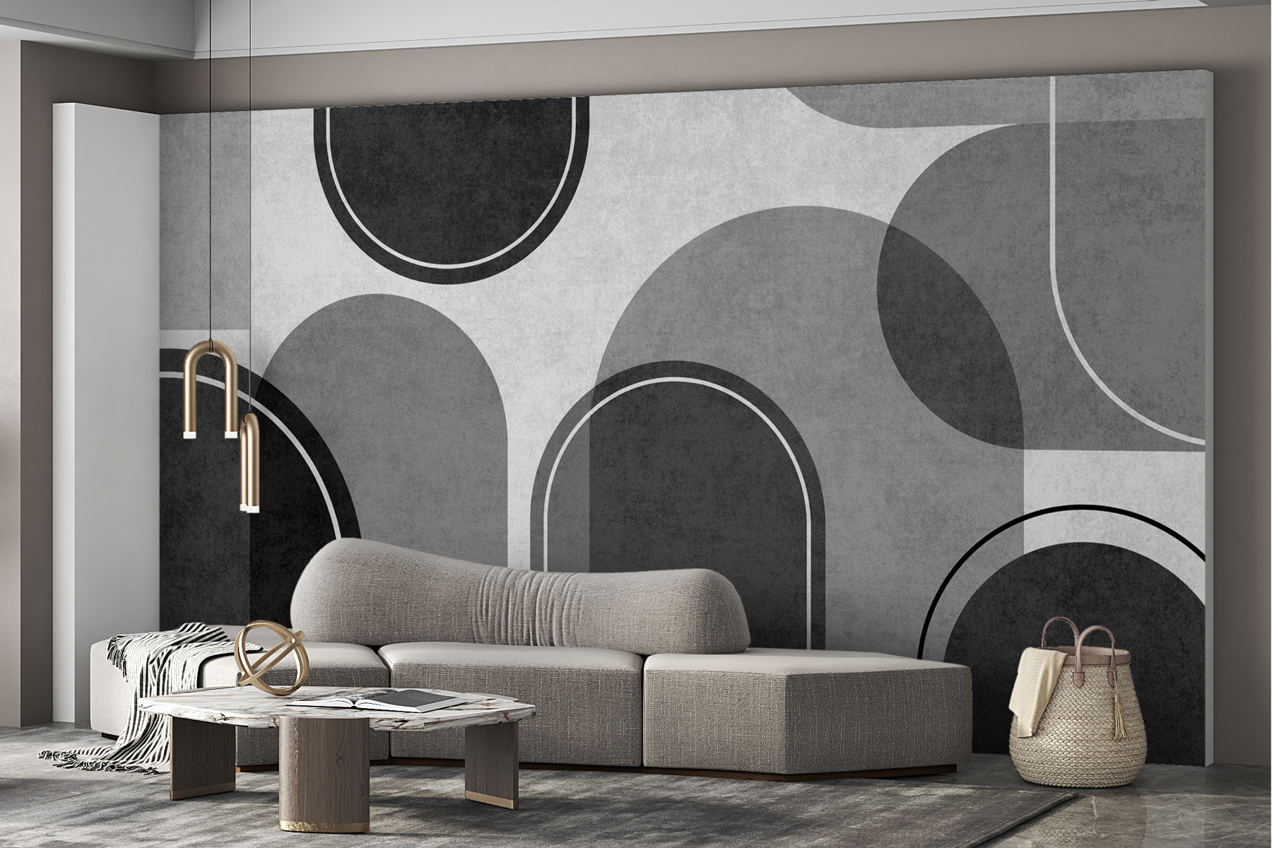 Wall Mural Photo Wallpaper Geometric arches in gray color Nr. u99095v2 ...