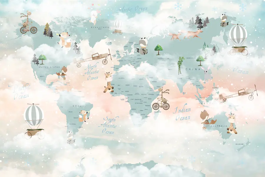 World Map Wall Murals for kids buy in USA - Shop Uwalls.com