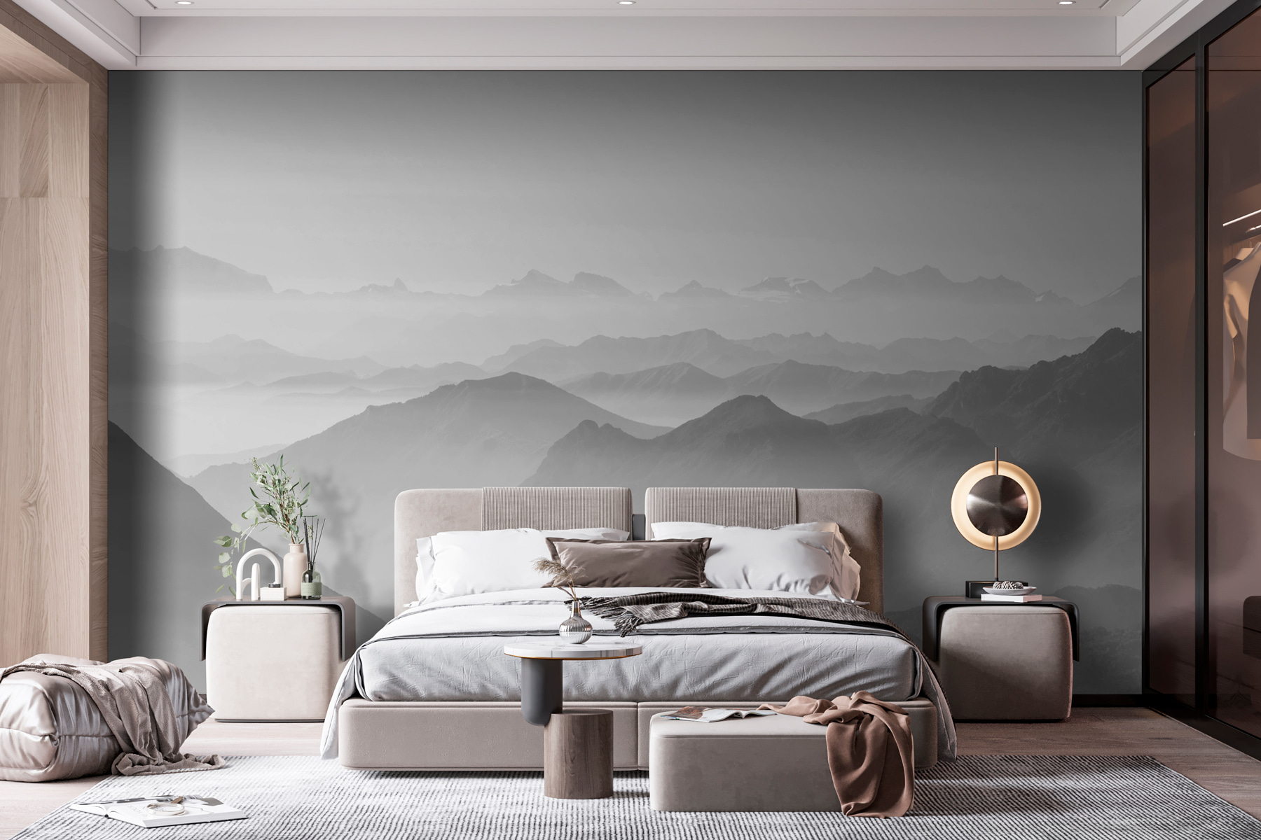 Wall Mural Photo Wallpaper The landscape of dunes and mountains of gray ...